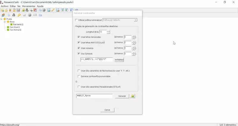 Password Safe menghasilkan kata sandi