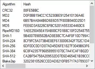 Списък с контролни суми на OpenHashTab