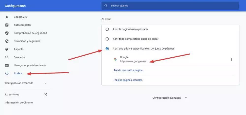 Engade Google á páxina de inicio en Chrome