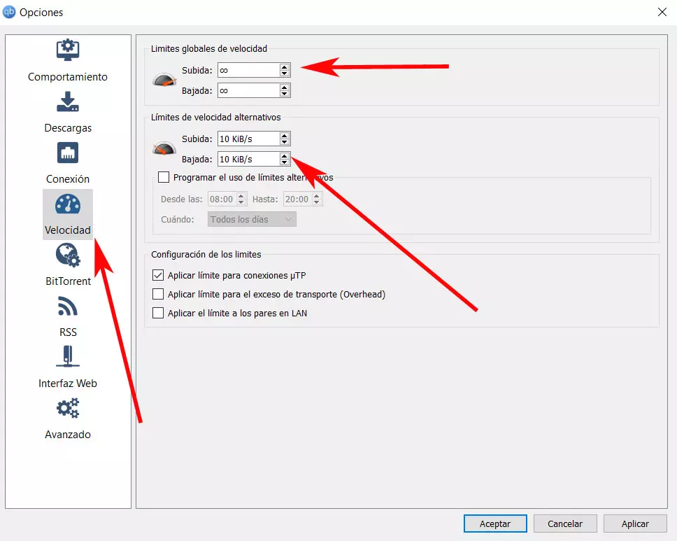 qbittorrent बँडविड्थ