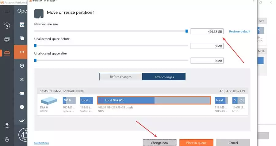 Paragon Partition Manager move particións