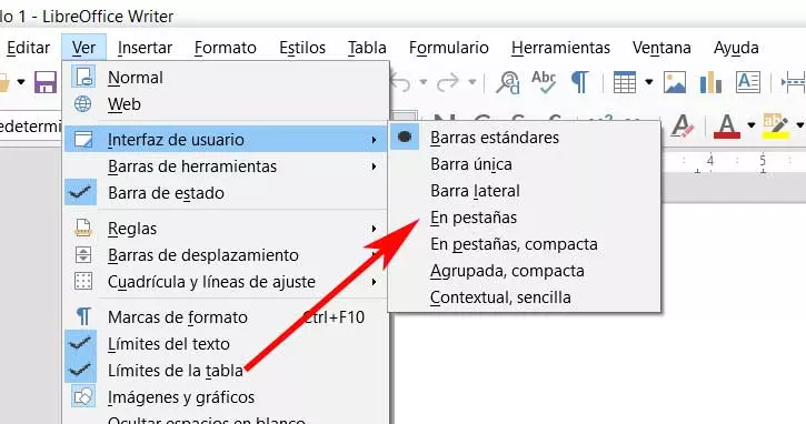 LibreOffice ట్యాబ్లు