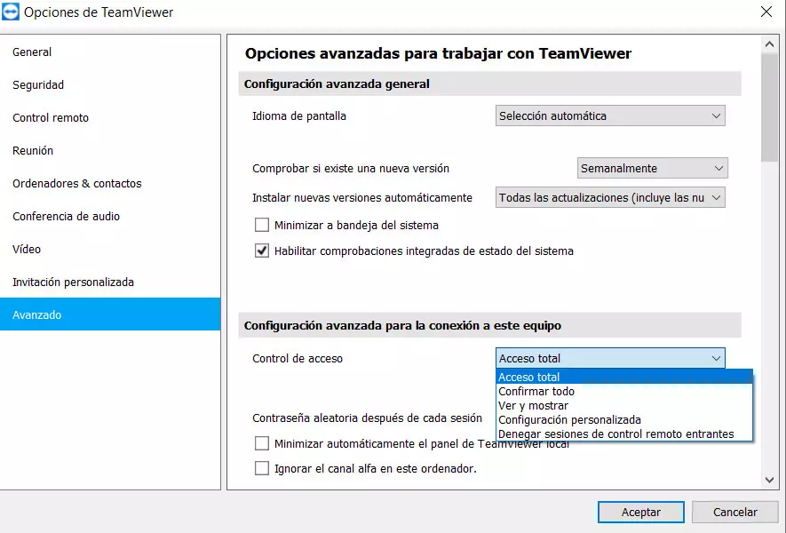 برنامج TeamViewer التحكم في الوصول