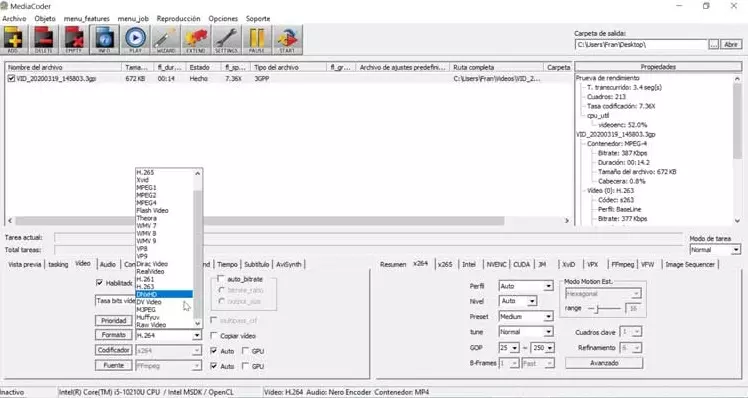 MediaCoder spremeni format