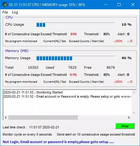 Monitoraggio e avviso della CPU