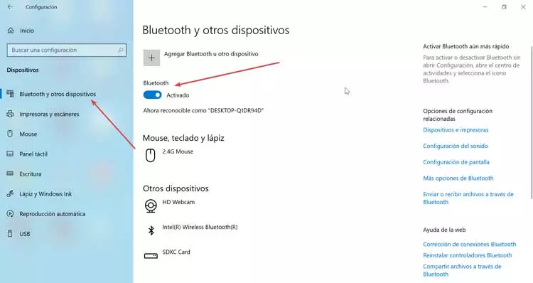 Bluetooth და სხვა მოწყობილობები Windows 10-ში