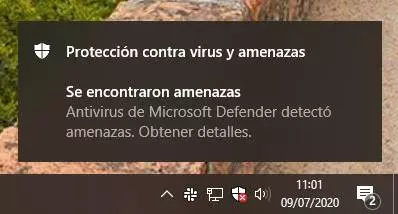 Okno groženj programa Windows Defender