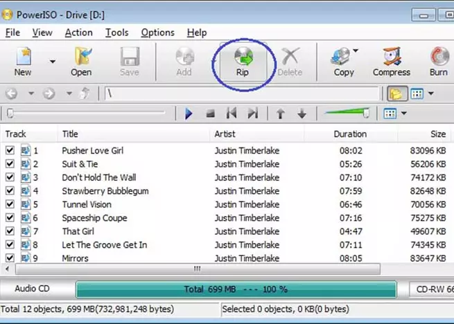 Rip CD ດ້ວຍ PowerIsO ຂັ້ນຕອນ 2