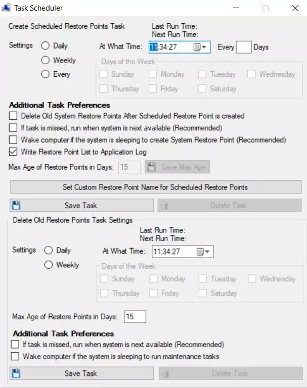 Schedule restore points