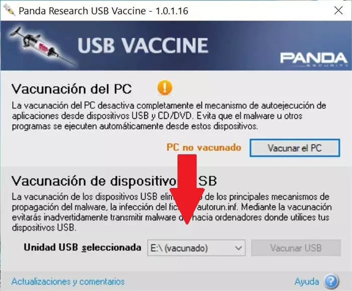 Vaksinimi i Panda USB me USB