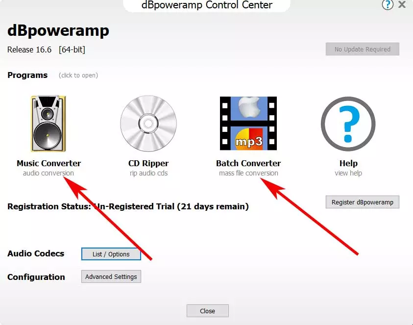 interface sa dBpoweramp Music Converter