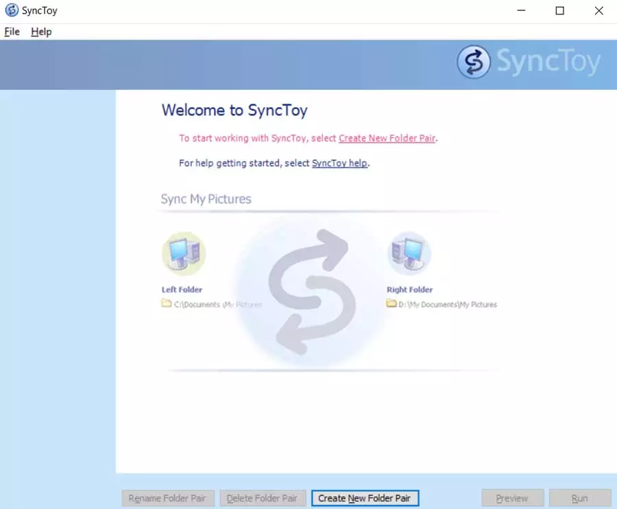 SyncToy żid folders