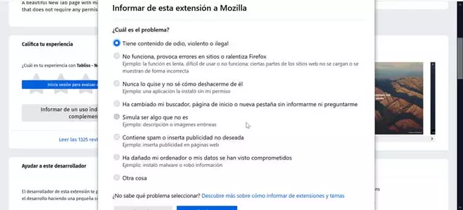 mozilla report extension