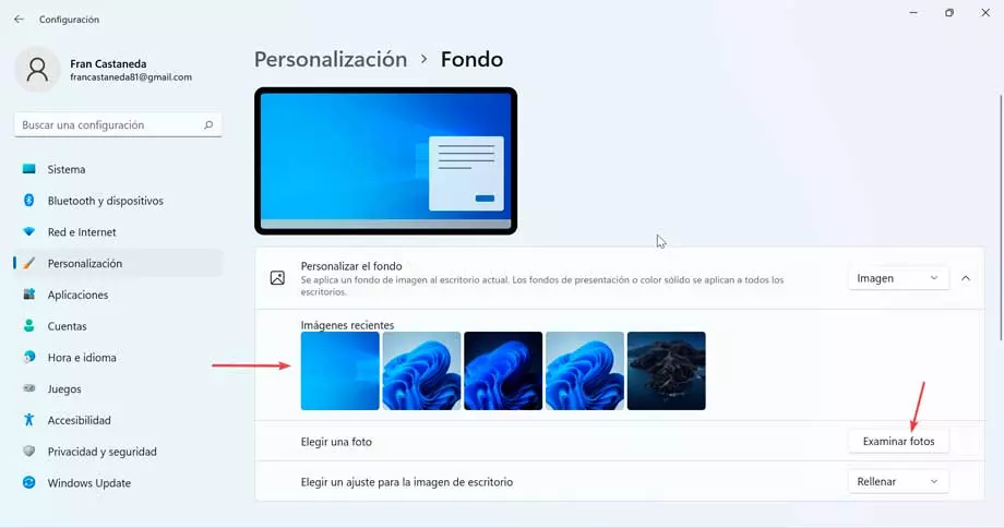 Canza bango a cikin Windows 11