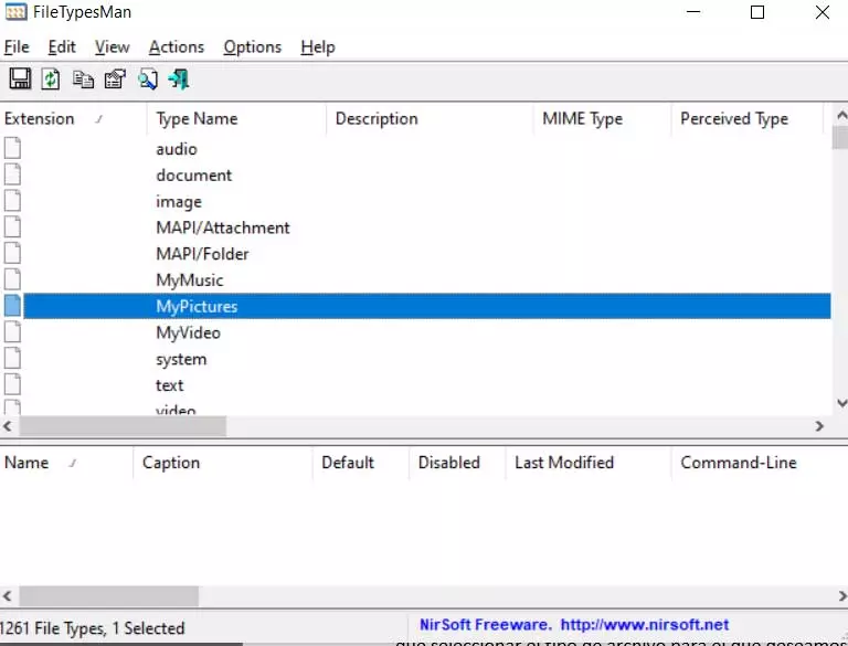File Types Manager pikeun panganteur Windows