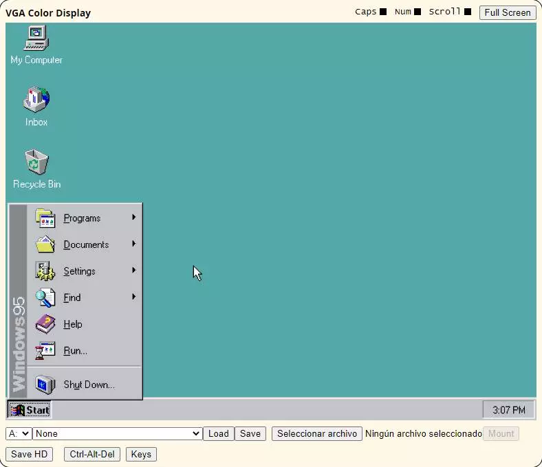 Windows 95 no navegador