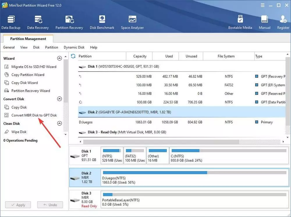 MiniTool Partition Wizard - MBR hanggang GPT