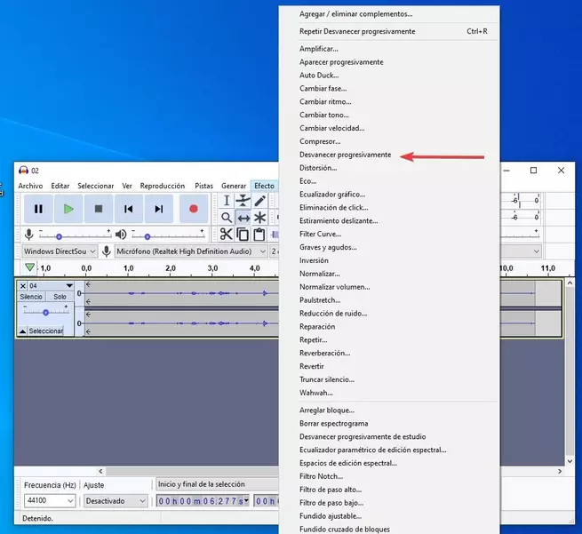 I-Audacity Fade ngaphandle kwe-02