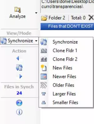 Menü Datei-Synchronizer