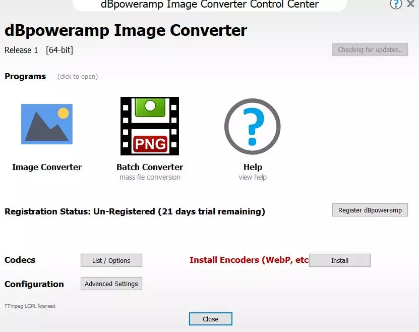 dBpoweramp Image Converter-Schnittstelle