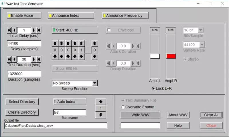 Wav Test Tone Generator