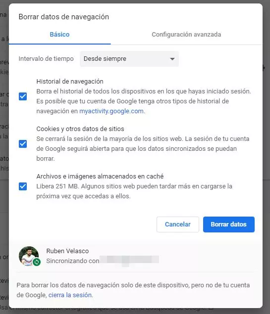 Cancella i dati di navigazione di Google Chrome