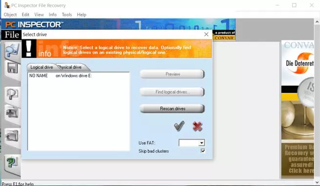 PC Inspector File Recovery odaberite disk