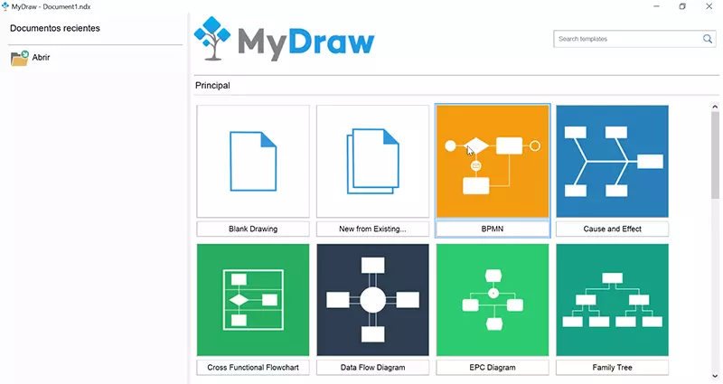 MyDraw hovedmenu