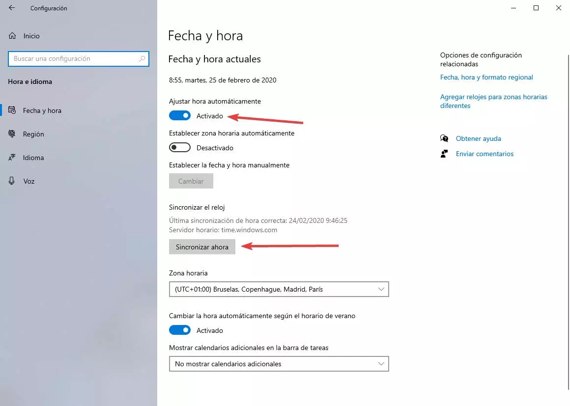 Sinhronizējiet laiku operētājsistēmā Windows 10