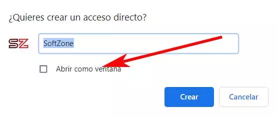 Finestra crear accés directe