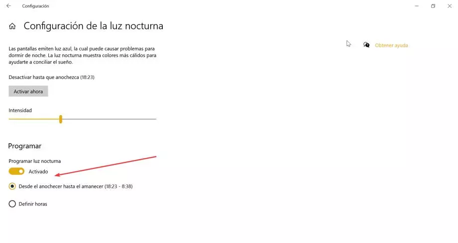 Nocne oświetlenie harmonogramu systemu Windows