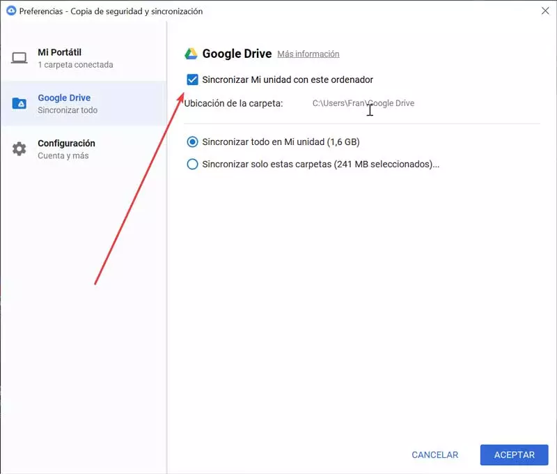 Google Drive Sinhronizirajte Moj disk s tem računalnikom