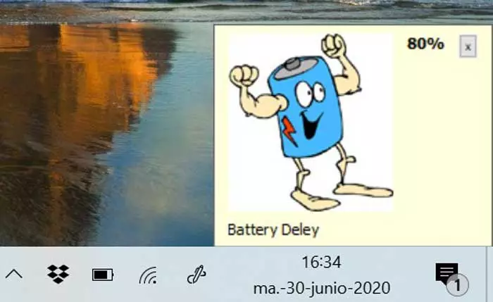 BatteryDeley meddelelse om resterende batteri