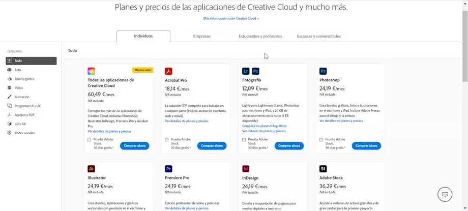 Планови и цени на Creative Cloud