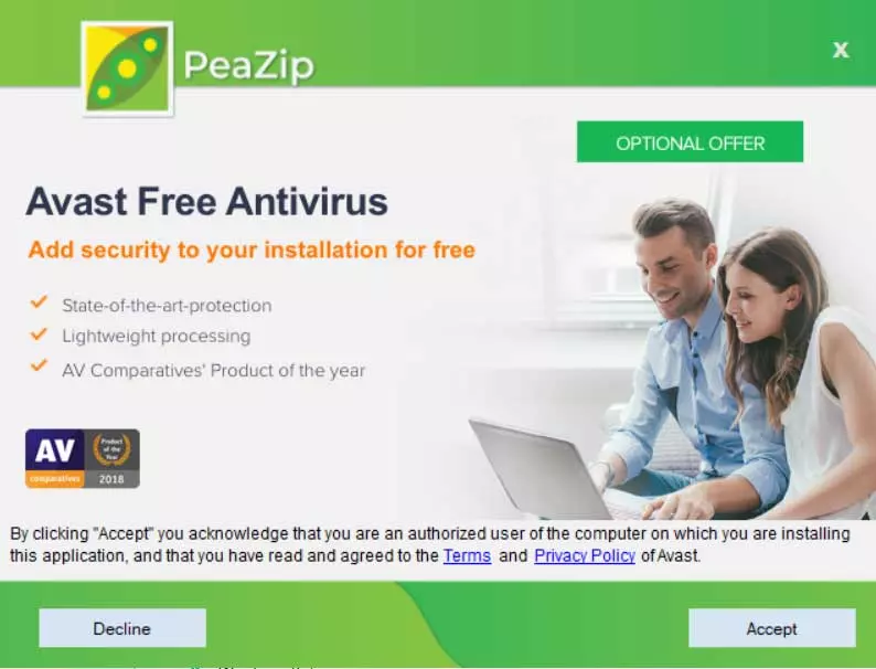 PeaZip avast