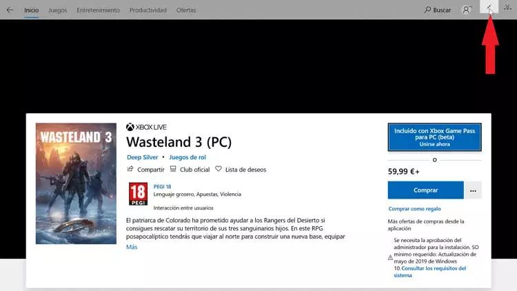 Ukončete celou obrazovku Microsoft Store