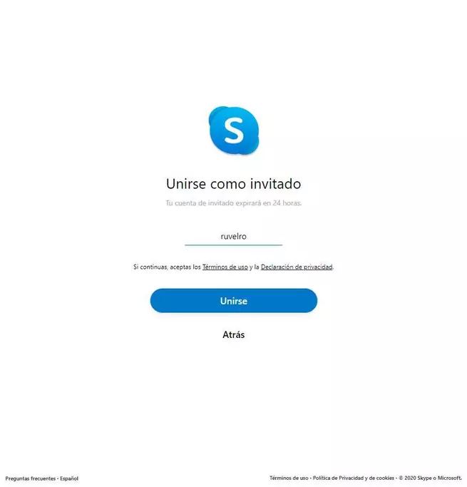 Бо пайванд ба утоқи сӯҳбати Skype ҳамроҳ шавед - Лақаб интихоб кунед