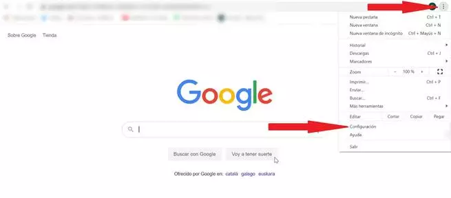 Google chrome setting