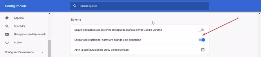 Desactiva a aceleración de hardware en Chrome