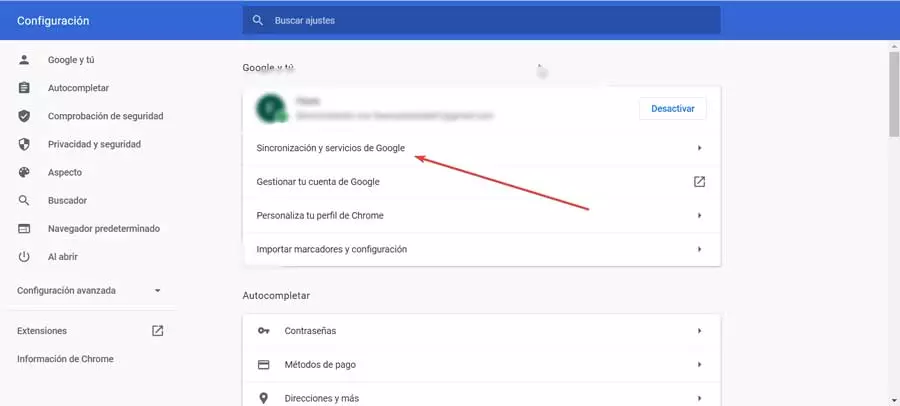 Chrome Sync ug mga serbisyo sa Google