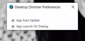 คุณสมบัติเพิ่มเติม Desktop Dimmer