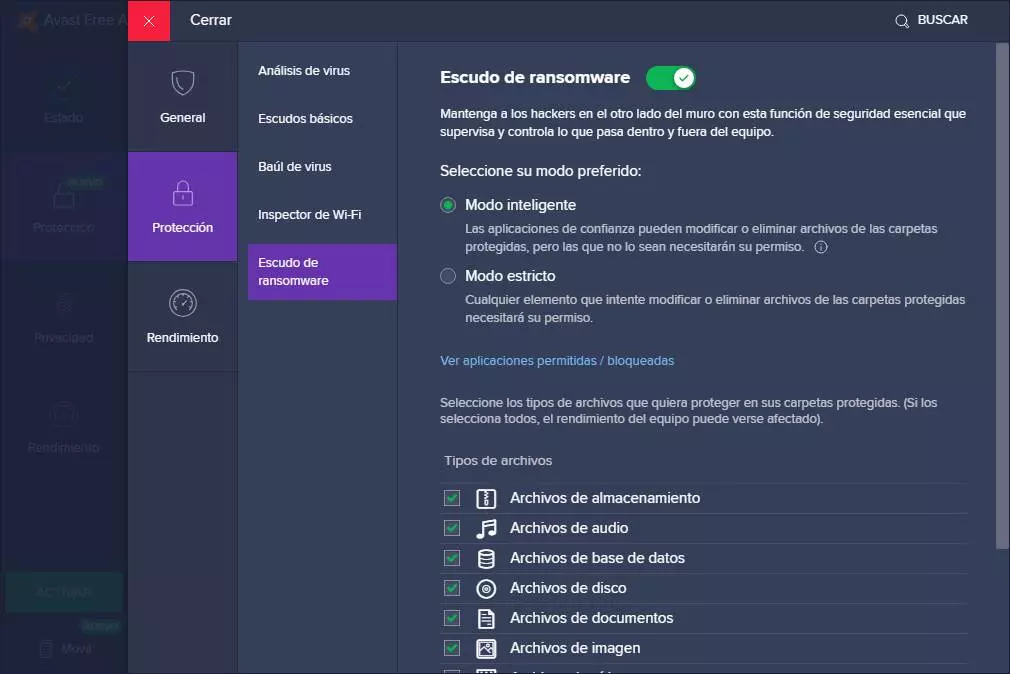 Avast 20.5 - Configurer le bouclier anti-ransomware