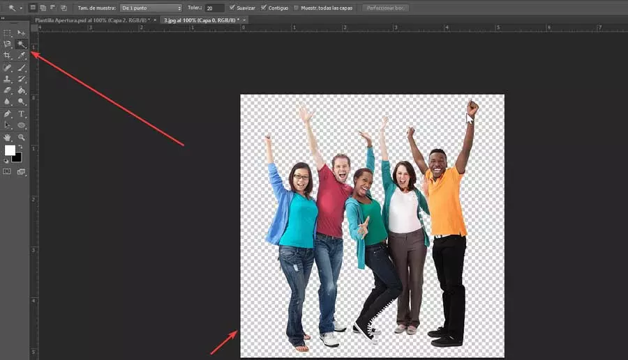 Photoshop aplikon shkop magjik në sfond të bardhë