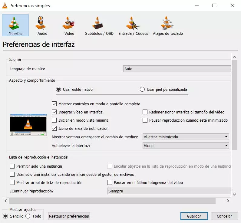 Meni Alati Preference VLC