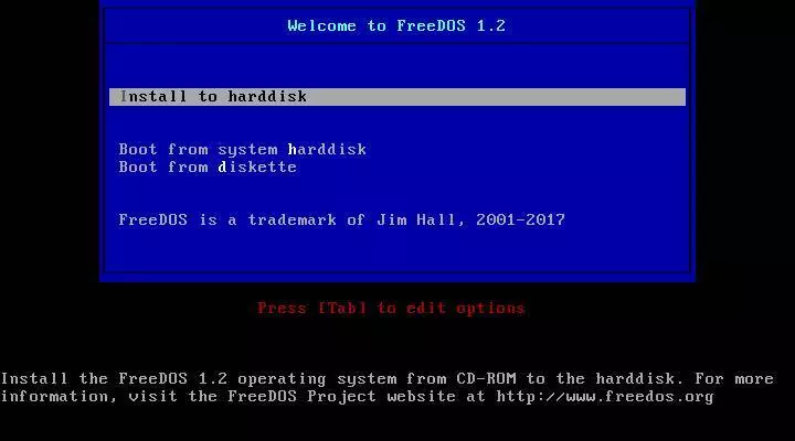 FreeDOS - 1 ஐ நிறுவவும்