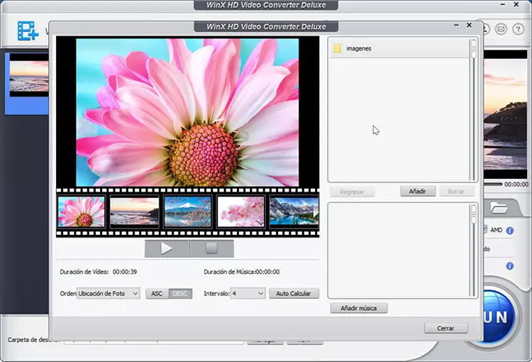 WinX Video Converter izveido filmu ar attēliem