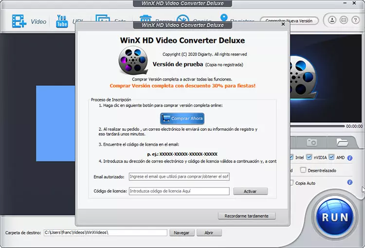 WinX Video Converter iegādājieties licenci