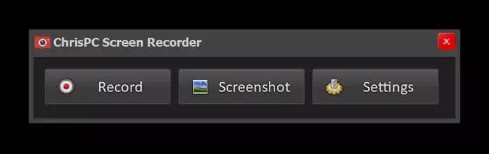 เมนูหลักของ ChrisPC Screen Recorder