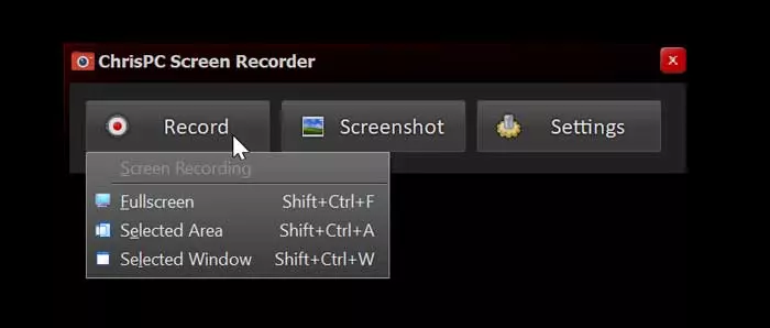 Chris PC Screen Recorder บันทึก