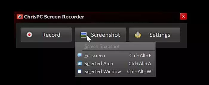 ภาพหน้าจอของ ChrisPC Screen Recorder